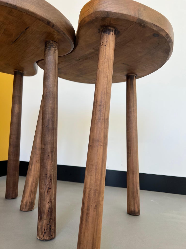 Pair of french "beans" stool in OAK, 1950's For Sale at 1stDibs
