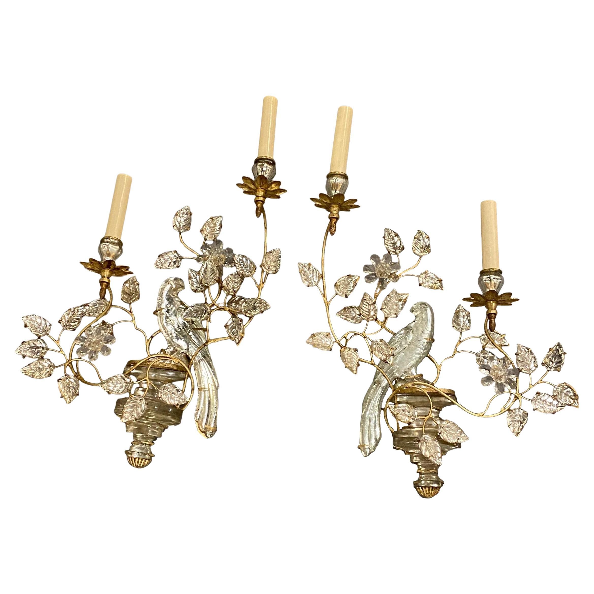 1940 Pair of Patinated Sheet Metal Wall Sconces with Pearls at 1stDibs