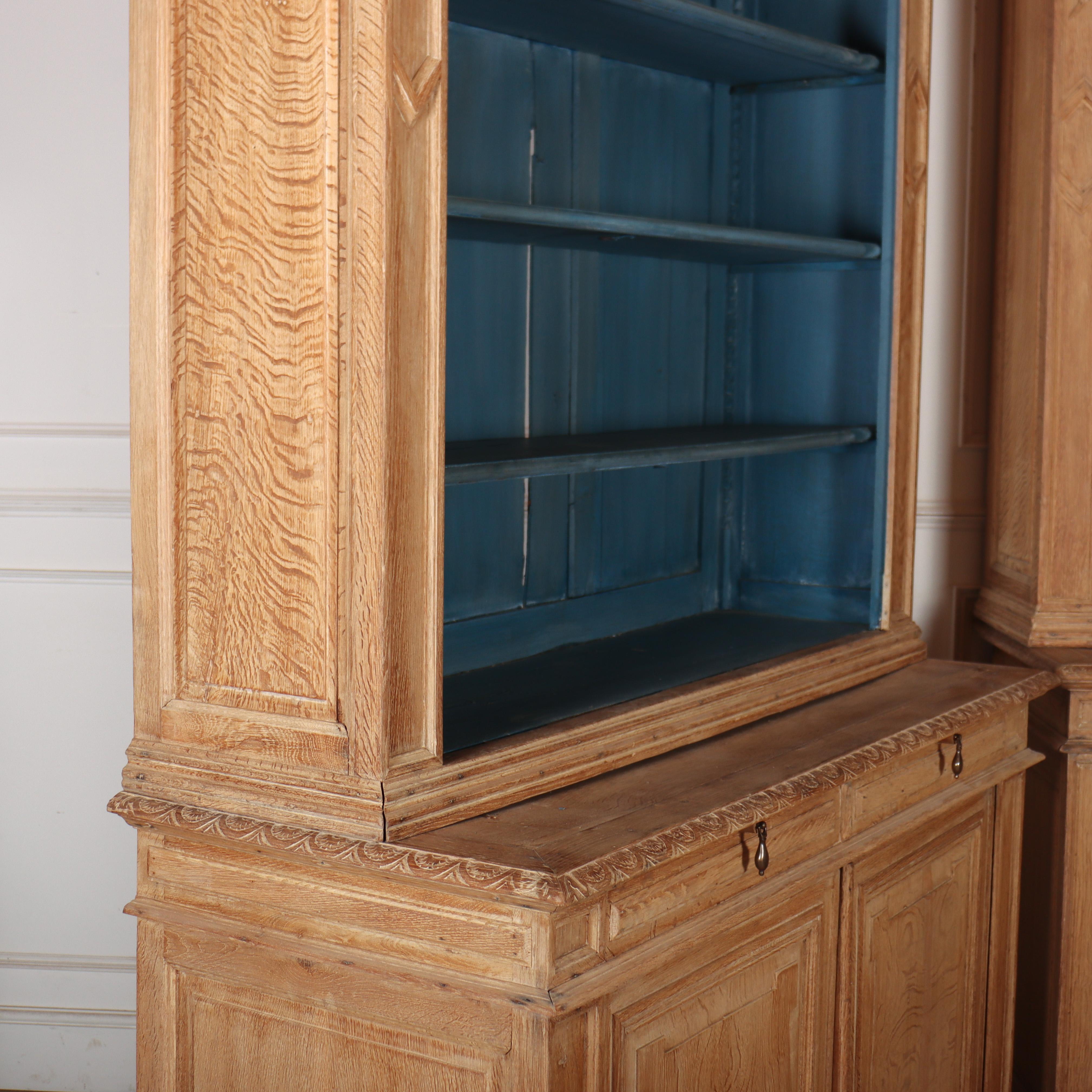 Pair of French Bleached Oak Bookcases For Sale at 1stDibs
