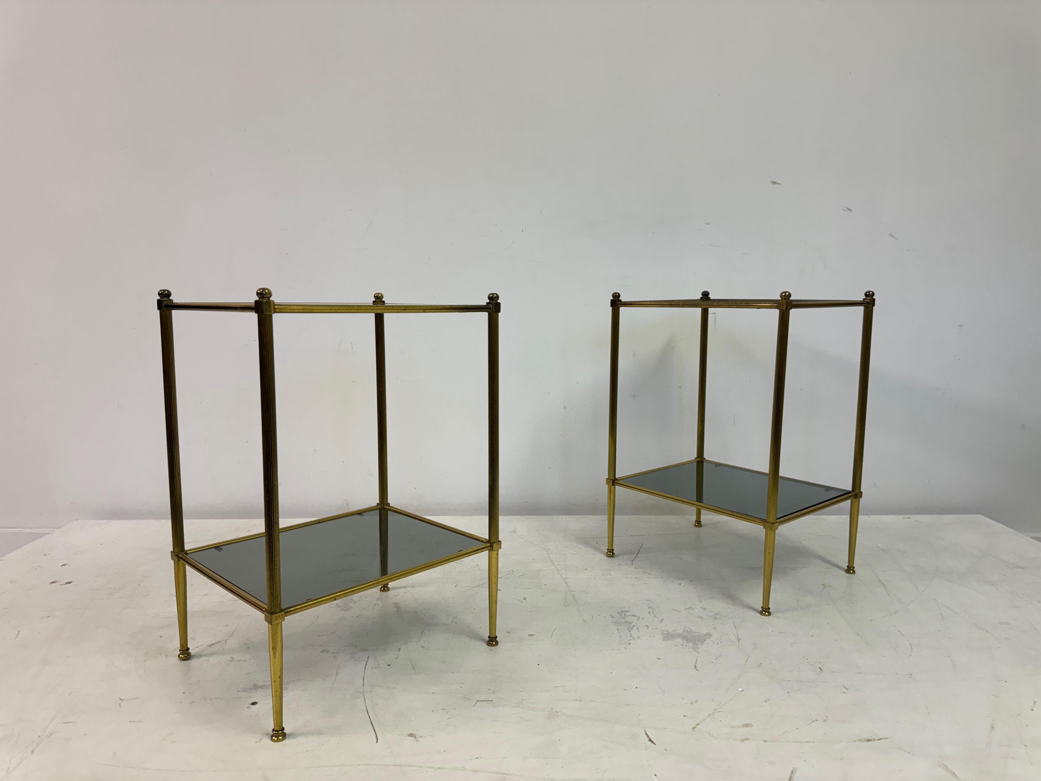 Pair of French Brass Side Tables For Sale at 1stDibs