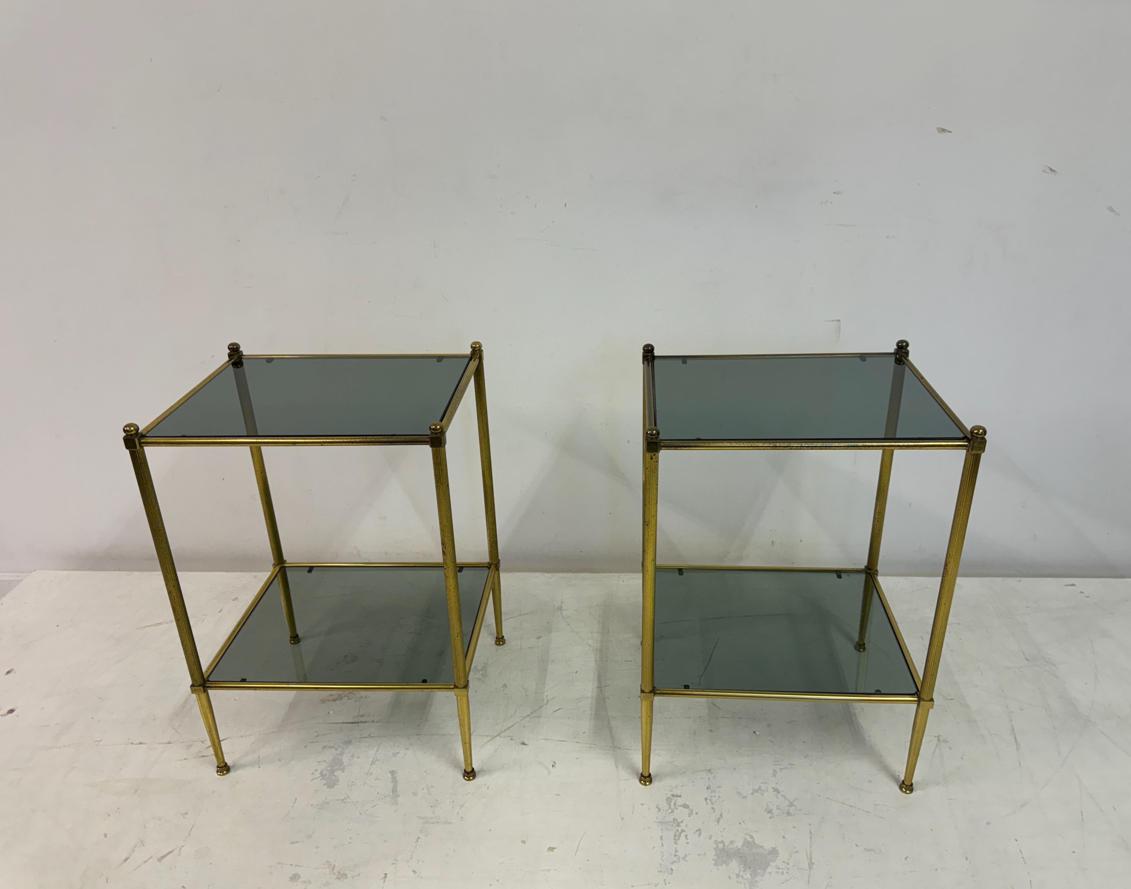Pair of French Brass Side Tables For Sale at 1stDibs