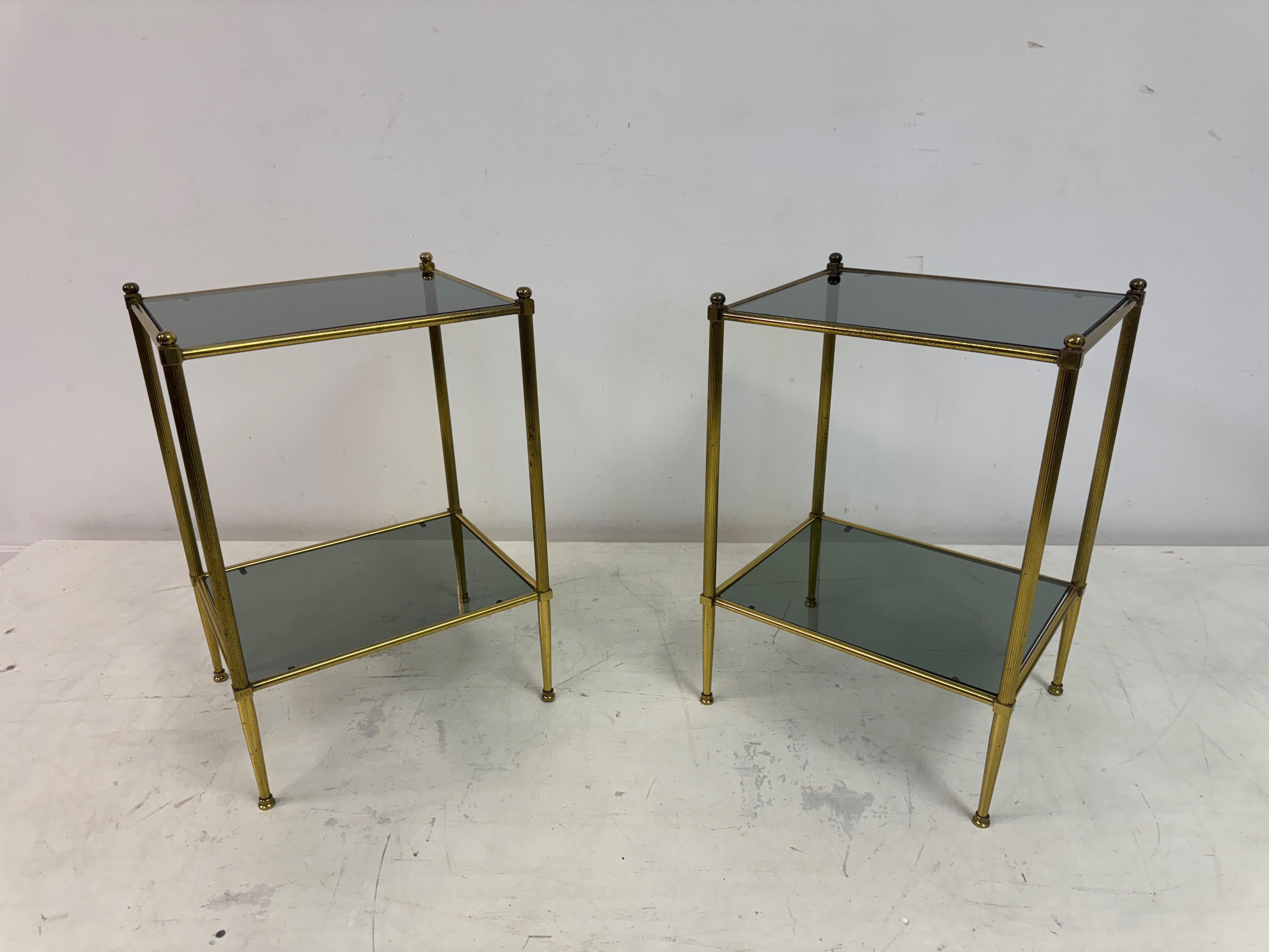 Pair of French Brass Side Tables For Sale at 1stDibs