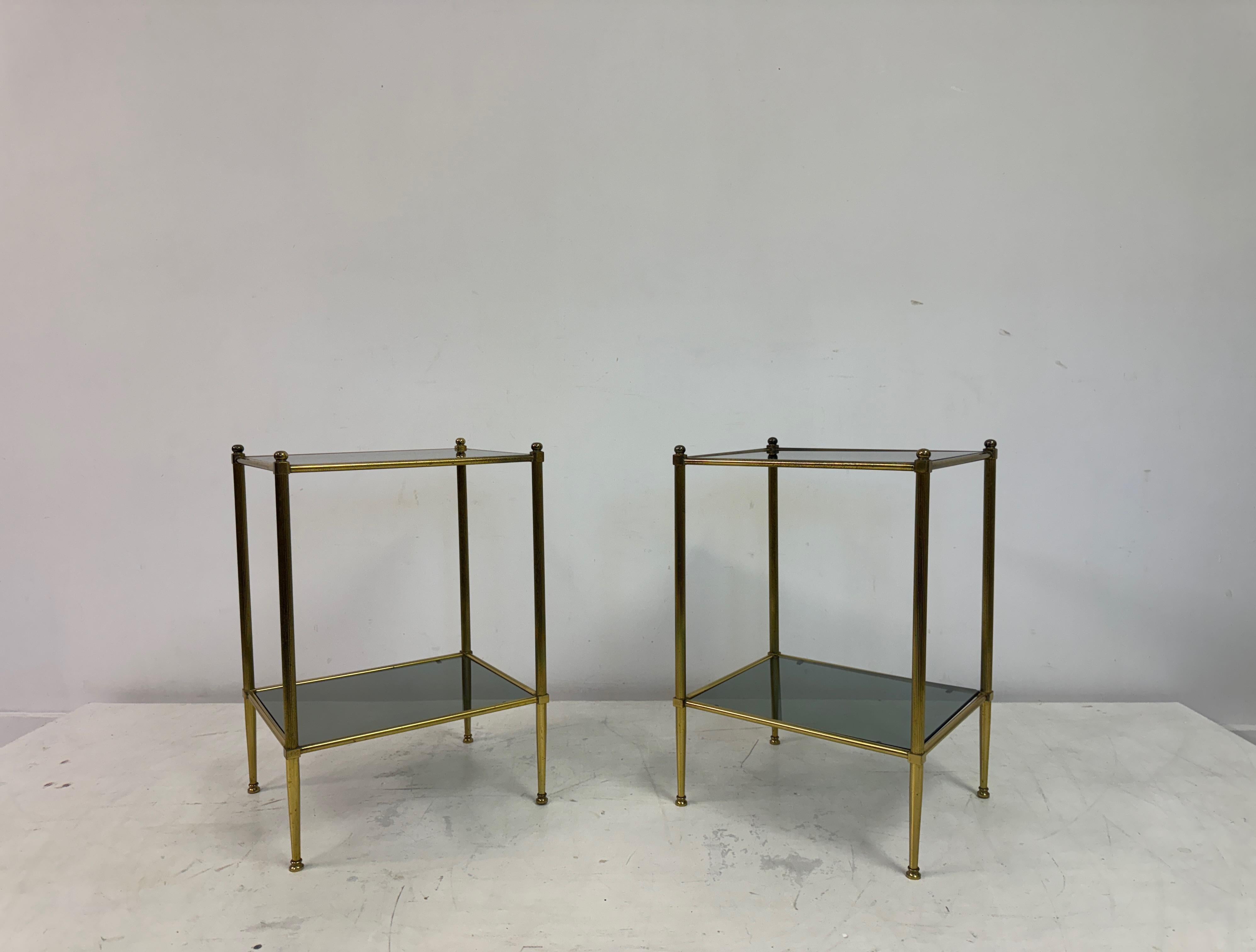 Pair of French Brass Side Tables For Sale at 1stDibs