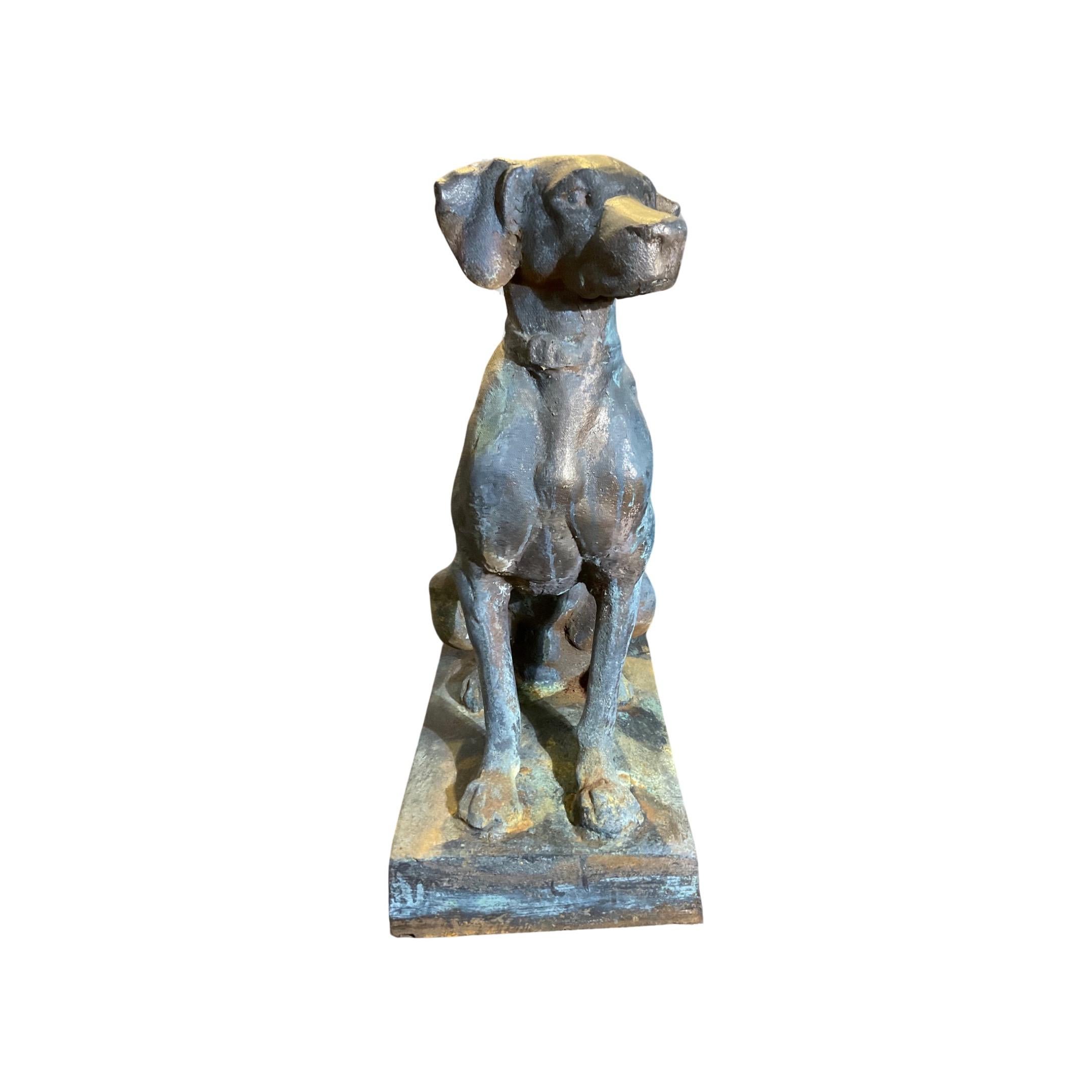 Pair of French Bronze Dog Sculptures For Sale at 1stDibs
