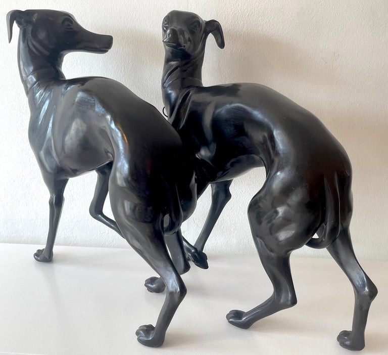 Pair of French Bronze Models of Whippets For Sale at 1stDibs