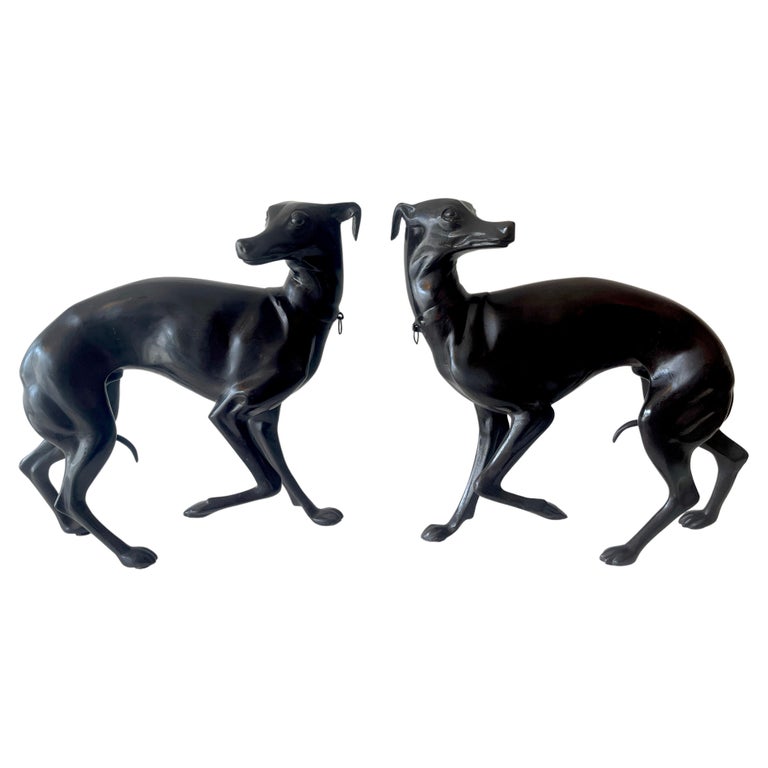 Pair of French Bronze Models of Whippets For Sale at 1stDibs