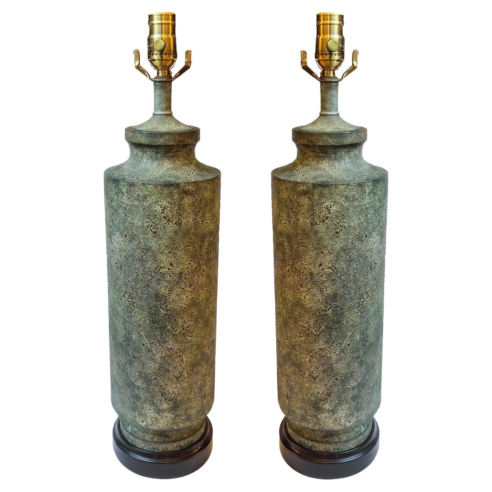 Pair of French Victorian Bronze Table Lamps For Sale at 1stDibs