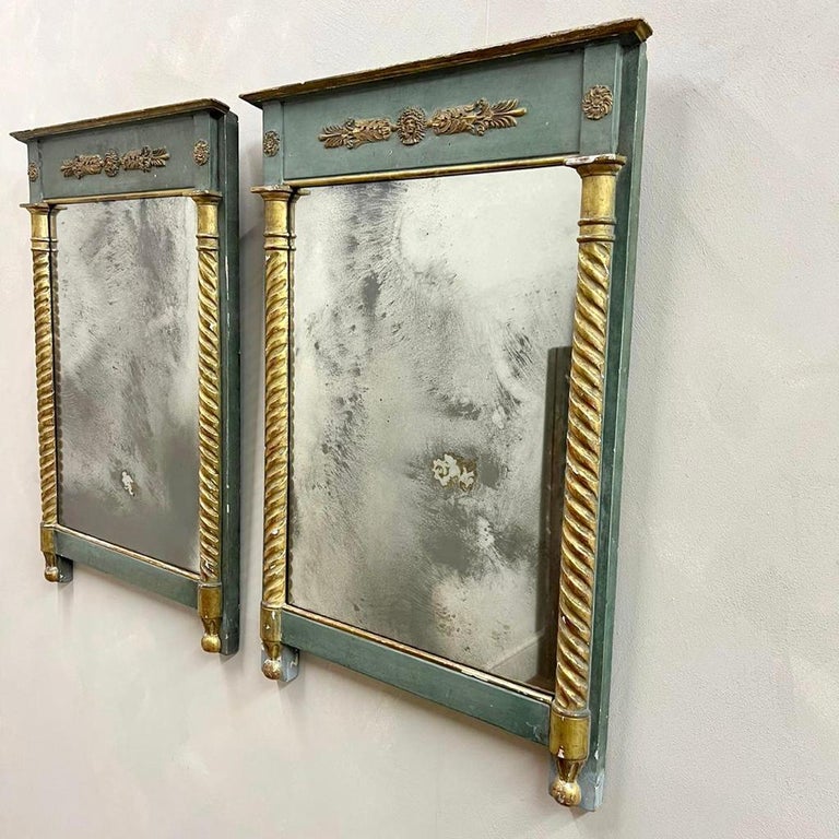 Pair of French c1870 Antique Pier Mirrors with Original Foxed Plates ...