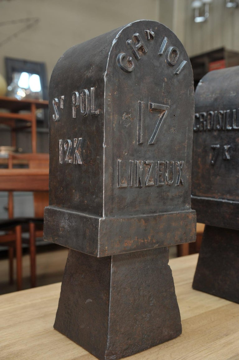 Pair of French Cast Iron Kilometer Markers, circa 1900 at 1stDibs