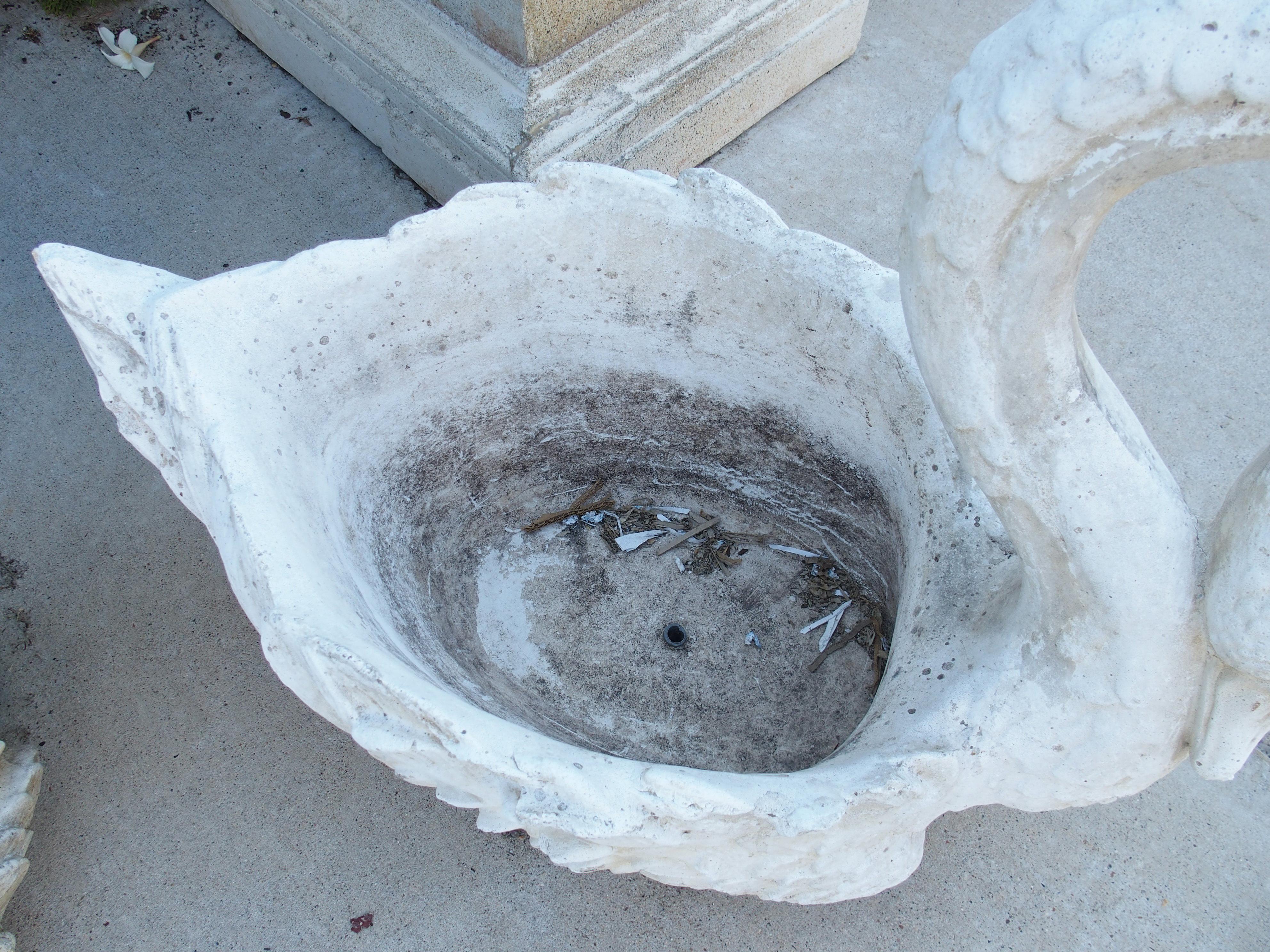 Pair of French Cast Stone Swan Planters, Circa 1950 For Sale at 1stDibs