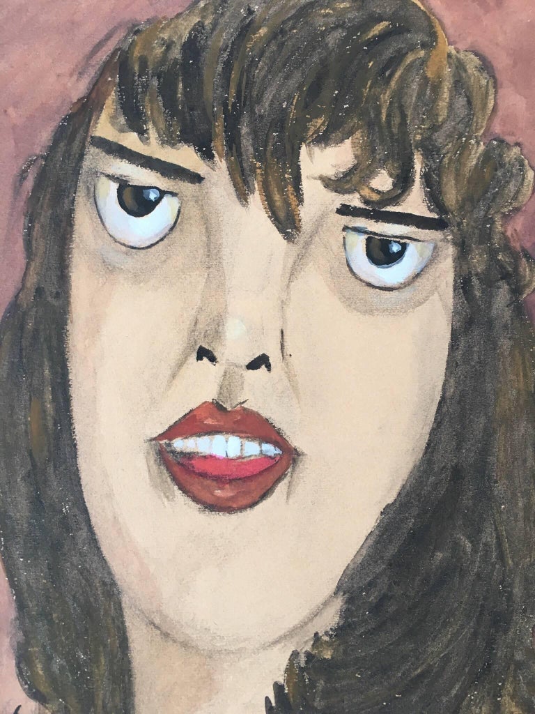 Pair of French Character Portraits, Blue and Brown Backgrounds For Sale ...