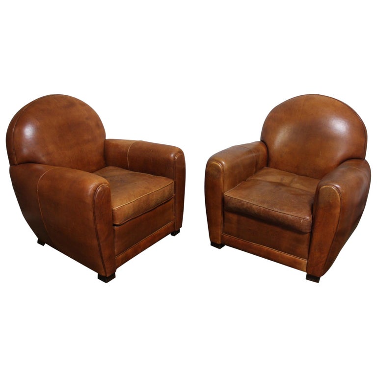 Pair of French Club Chairs at 1stDibs