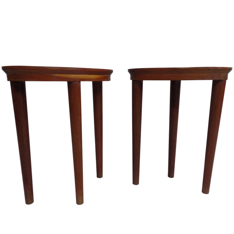 Pair of French Colonial Solid Wood Side Tables / Consoles / Nightstands ...