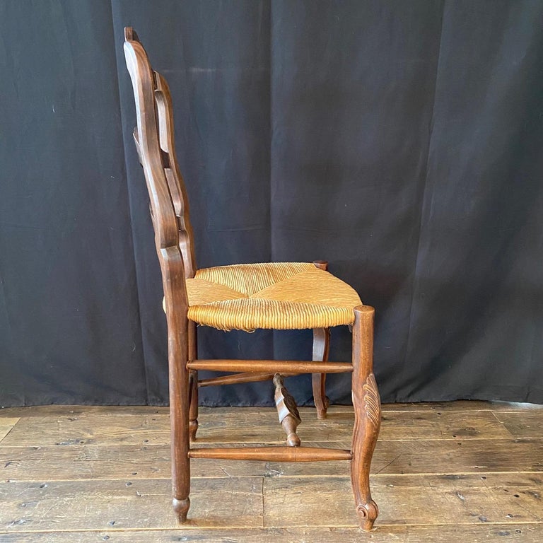 Pair of French Country Hand Woven Rush Seat Dining Chairs with Lovely ...
