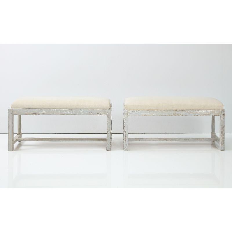 Pair of French Country Painted Benches at 1stDibs