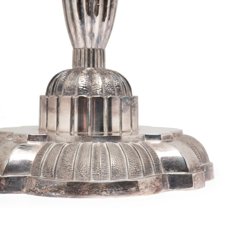 Pair of French Deco Reproduction Table Lamps with Frosted Glass Shades ...