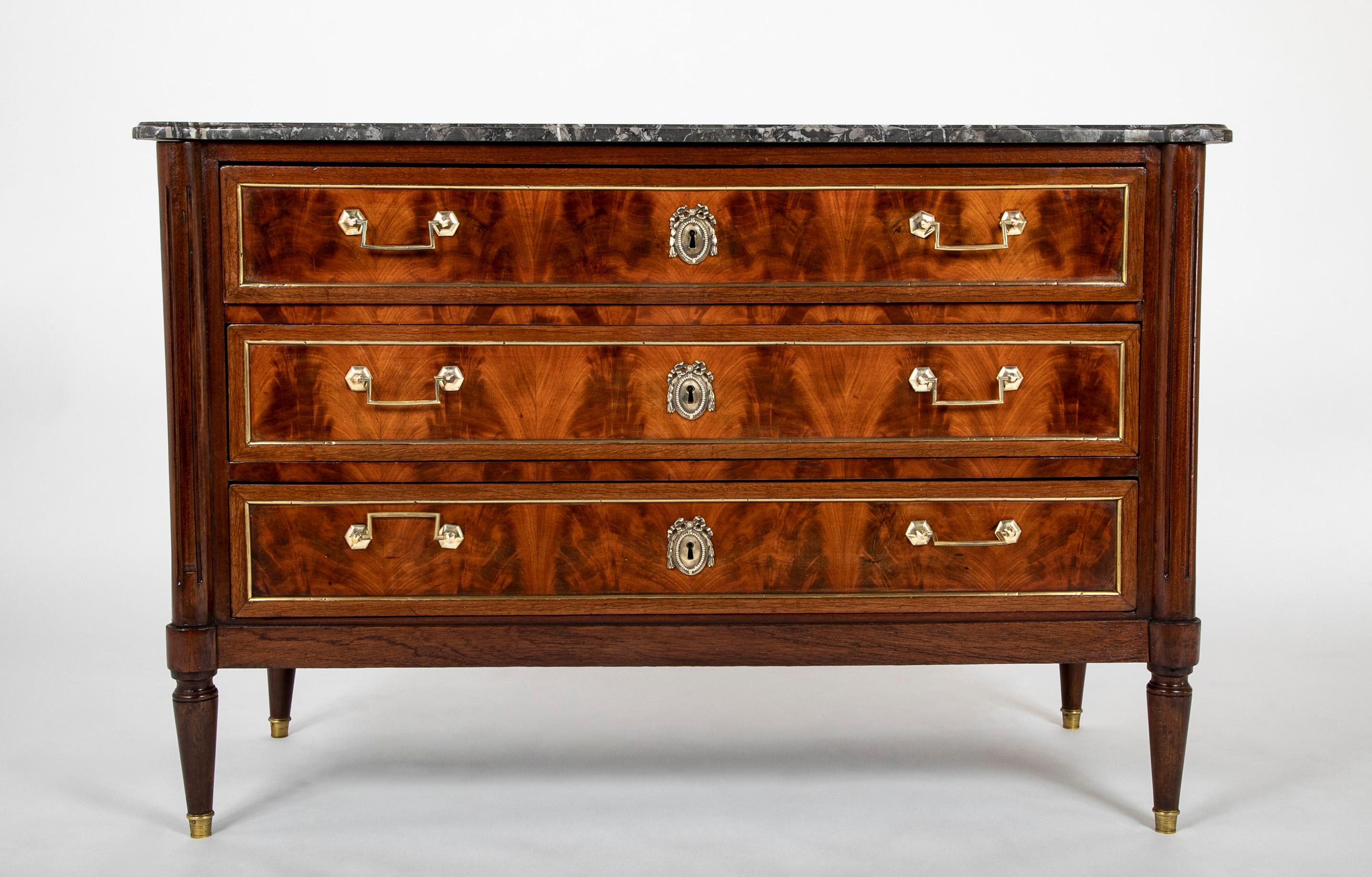Pair of French Directoire Marble Top Commodes For Sale at 1stDibs