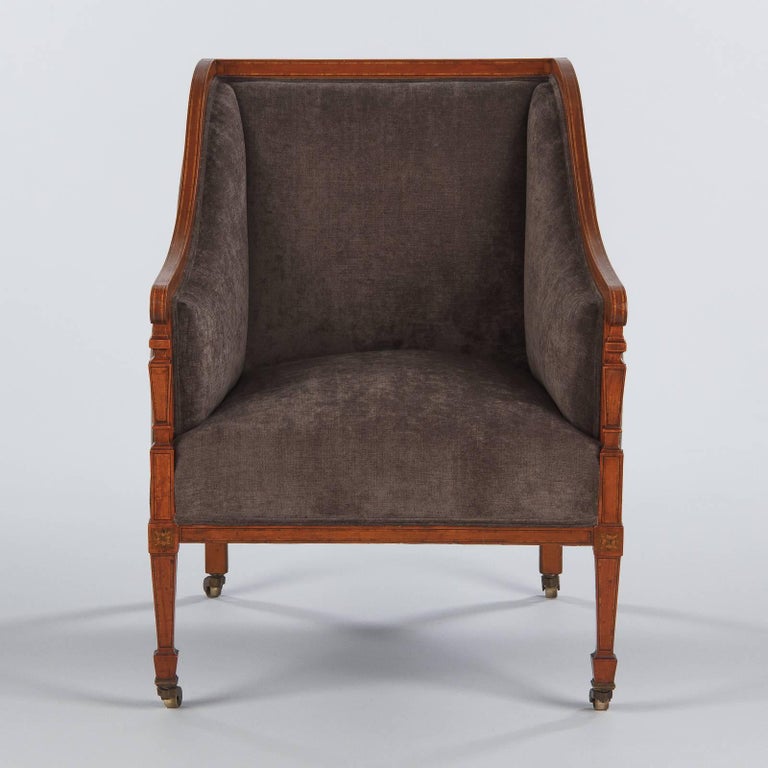 Pair of French Directoire Style Upholstered Armchairs in Mahogany, Late ...