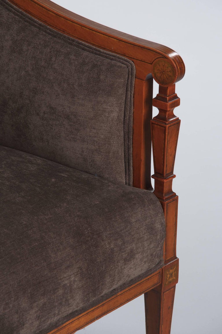 Pair of French Directoire Style Upholstered Armchairs in Mahogany, Late ...