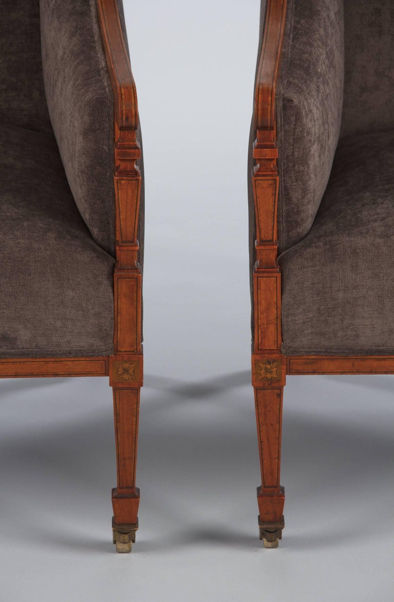 Pair of French Directoire Style Upholstered Armchairs in Mahogany, Late ...