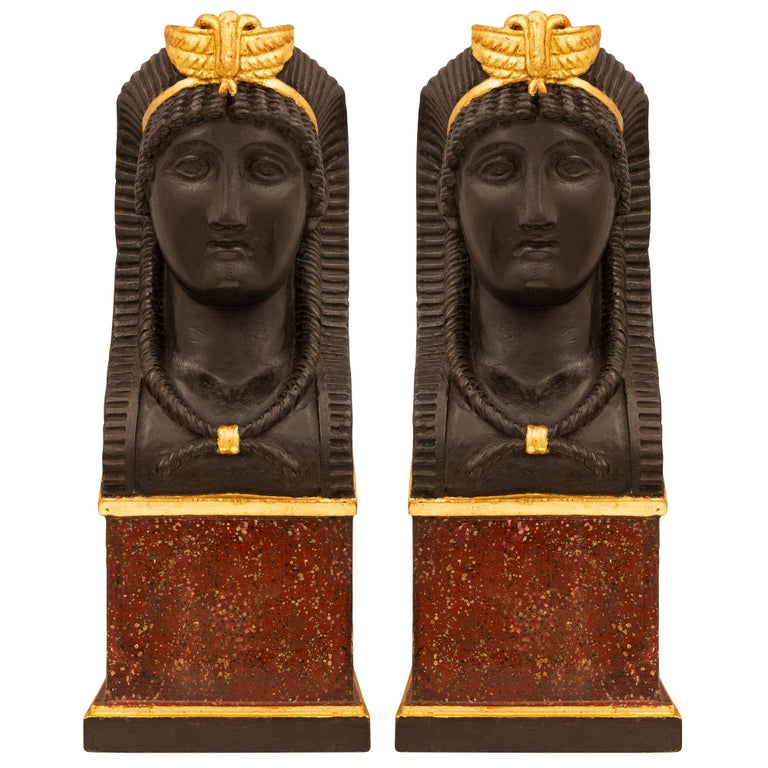 Pair Of French Early 19th Century 1st Empire Period Bookends/Busts For ...