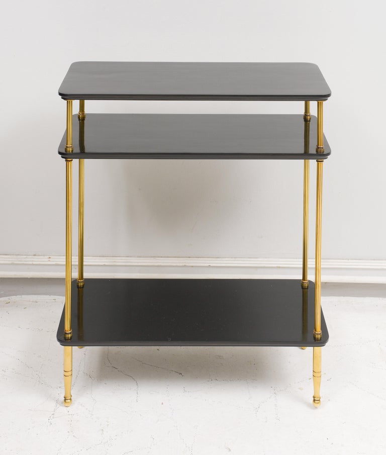 Pair of French Ebonized Three-Tiered End Tables in the Directoire ...