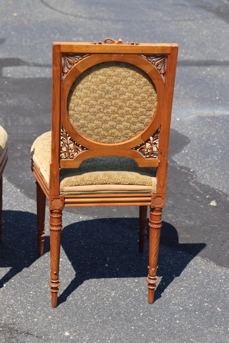 Pair of French Ebroidered Antique Side Chairs or Boudoir Chairs circa ...