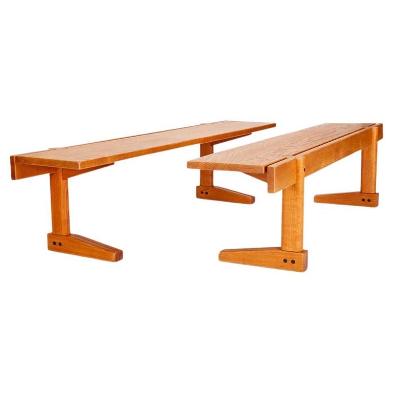 Pair of French Elm Benches For Sale at 1stDibs