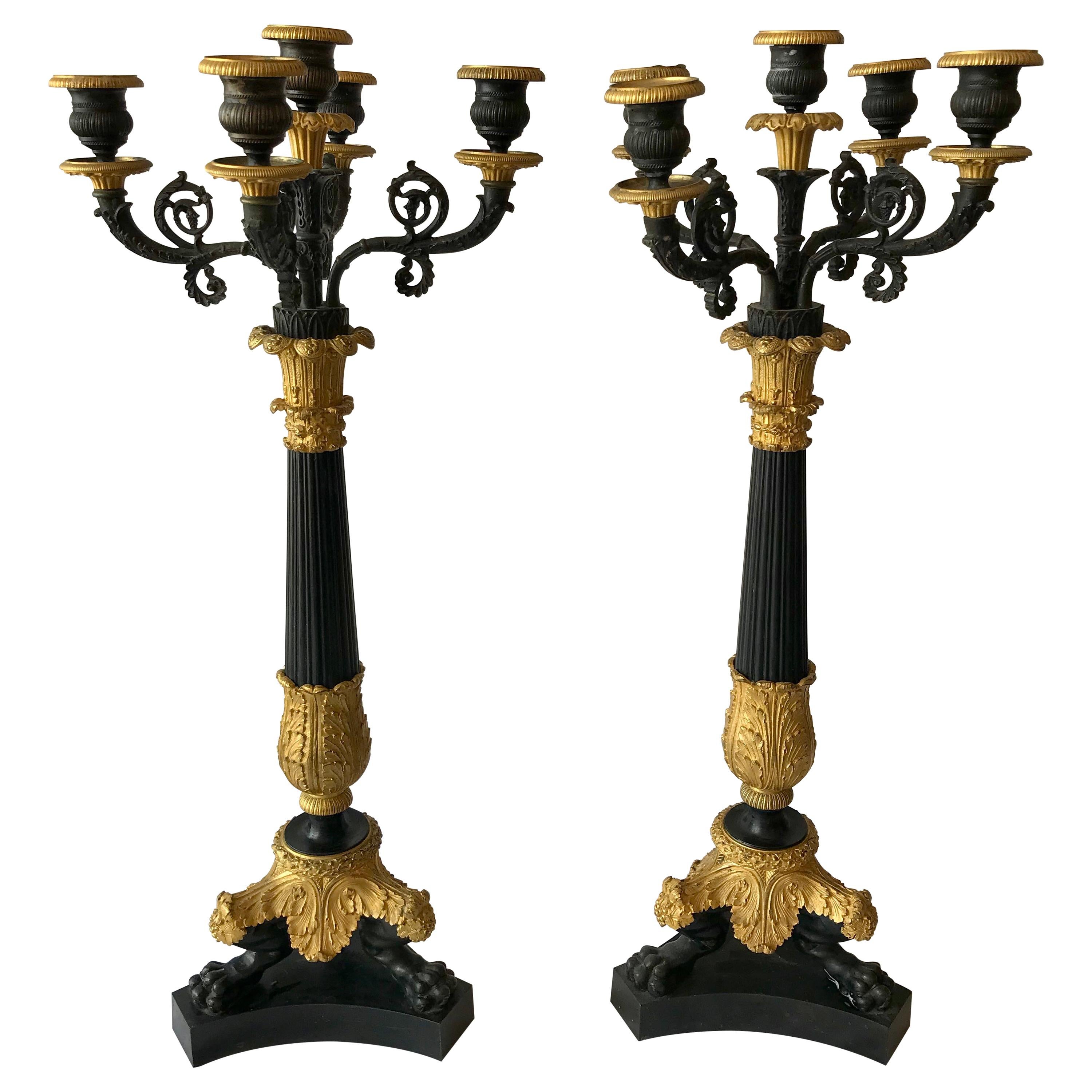 Pair of French Egyptian Revival First Empire Style Candelabras at 1stDibs