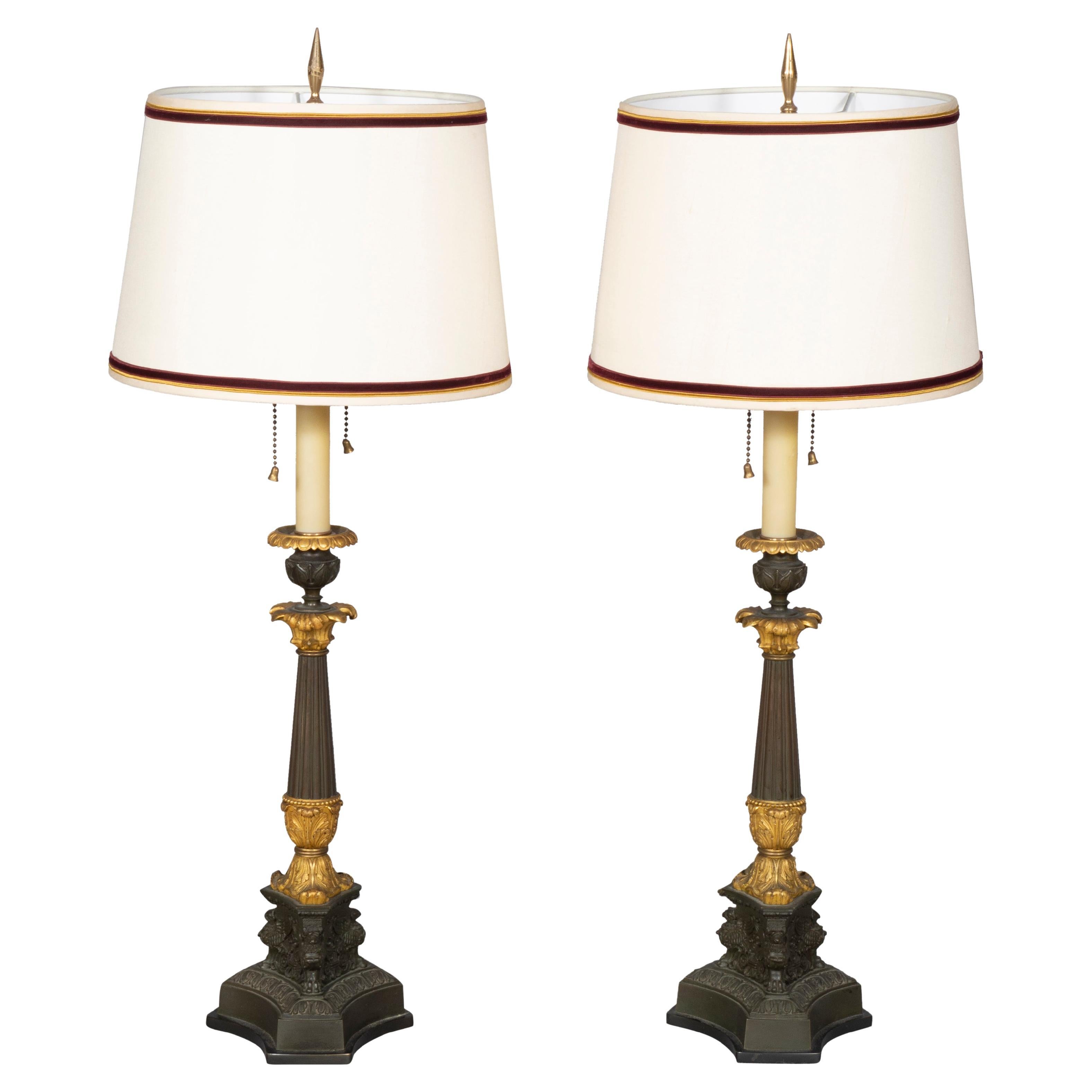 French Bronze and Gilt Table Lamp in the Empire Style at 1stDibs