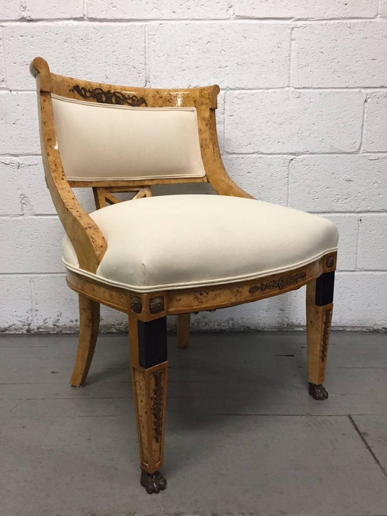 Pair of French Empire Style Side Chairs For Sale at 1stDibs