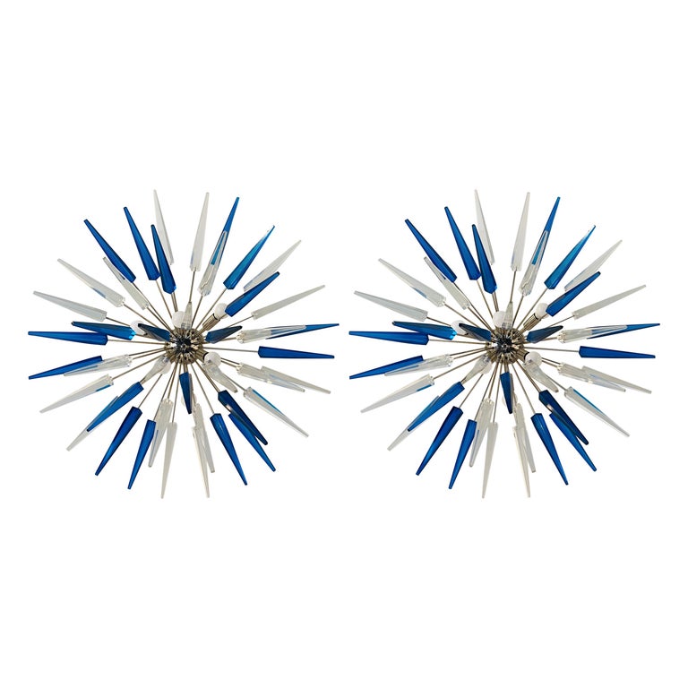 Pair of French Exploding Fireworks Flush Pendant Light For Sale at 1stDibs