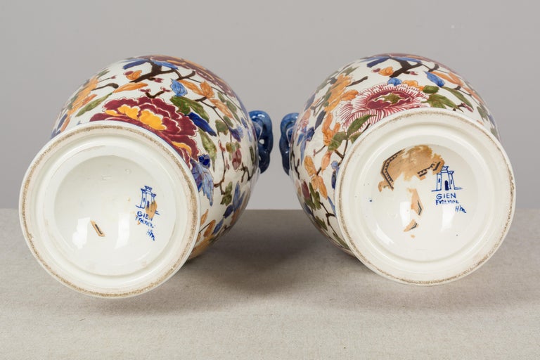 Pair of French Faience Gien Vases at 1stDibs