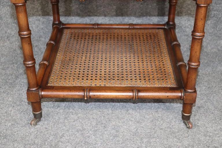 Pair of French Faux Bamboo End Side Tables with Cane Bottoms and ...