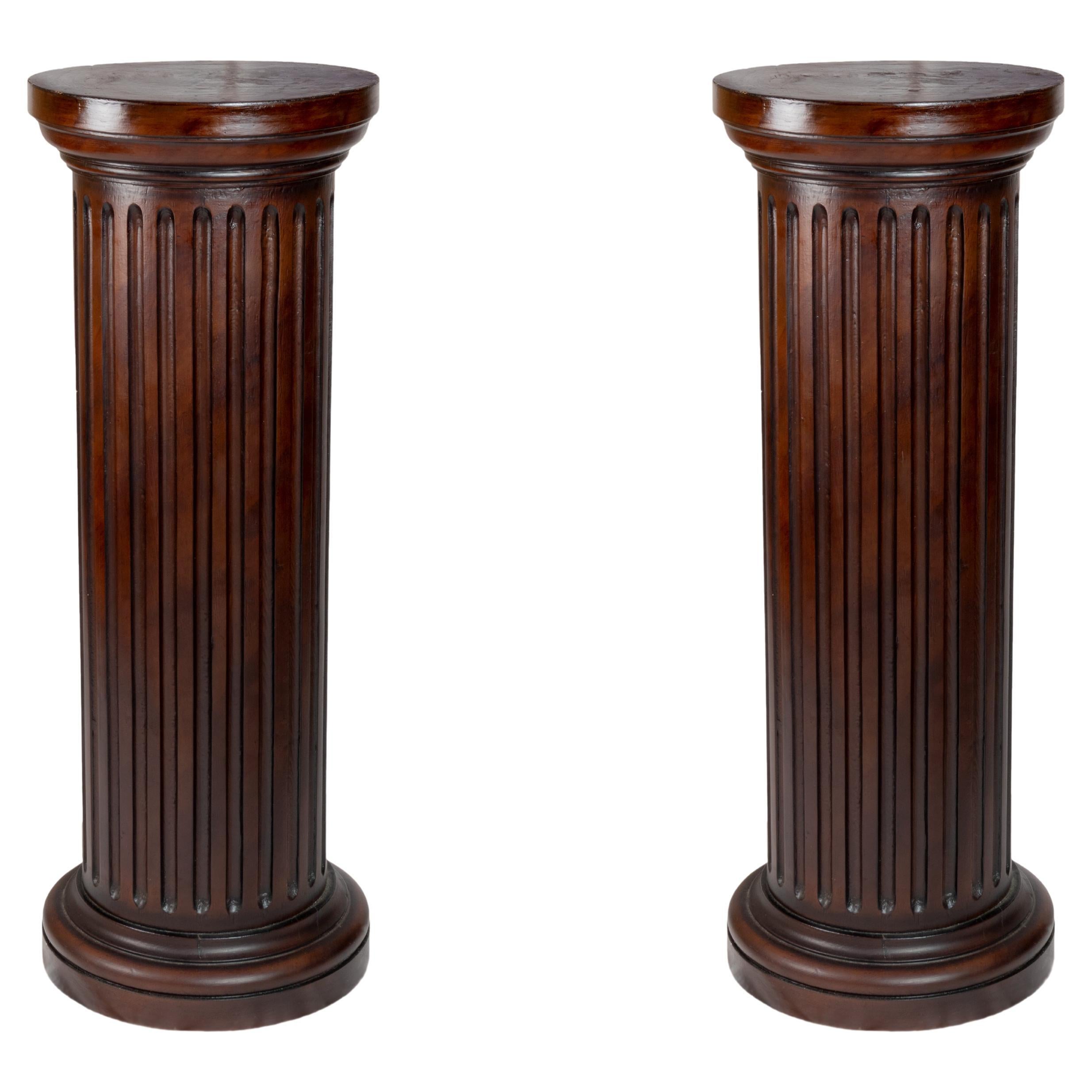 Pair Of French Fluted Wood Columns, 19th Century For Sale at 1stDibs