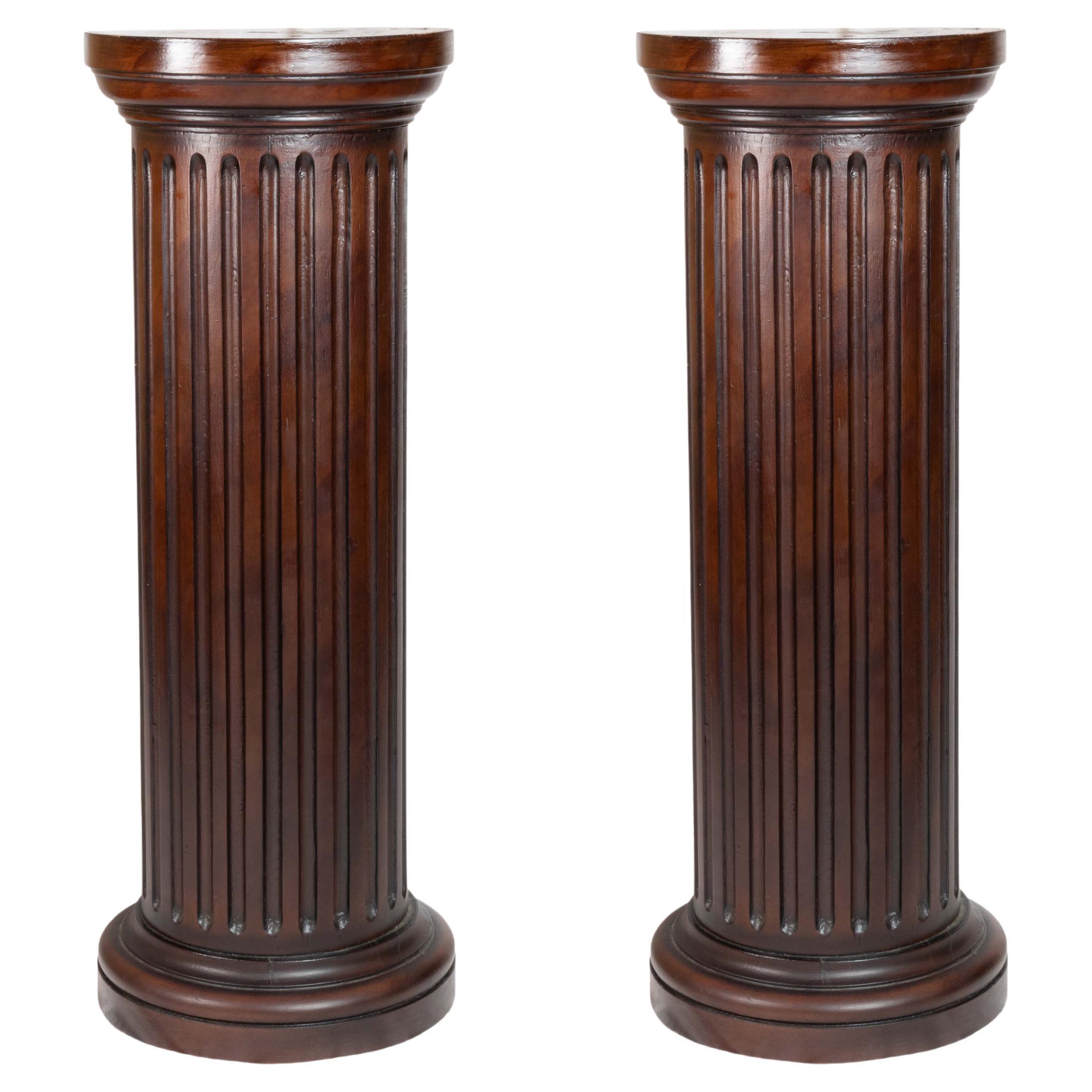 Pair Of French Fluted Wood Columns, 19th Century For Sale at 1stDibs