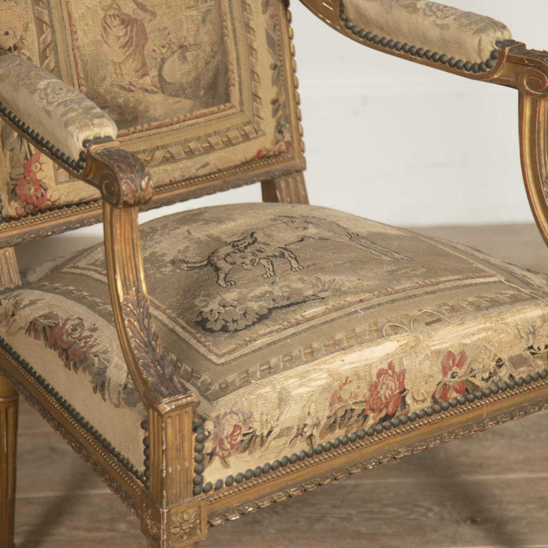 Pair of French Gilt Armchairs For Sale at 1stDibs