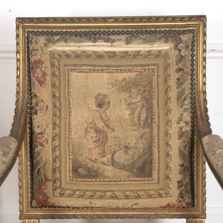 Pair of French Gilt Armchairs For Sale at 1stDibs