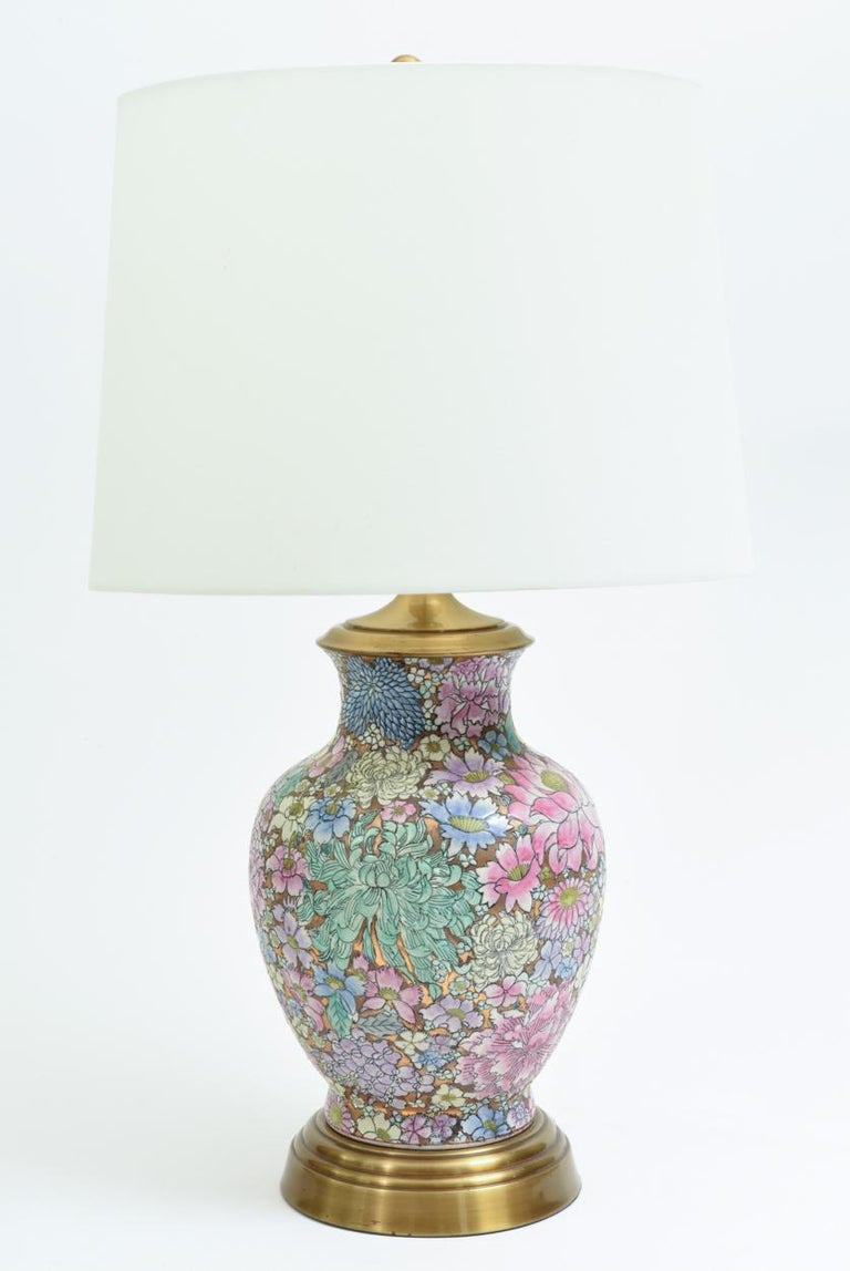 Pair French Gilt Base Cloisonné Enamel Table Lamps at 1stDibs