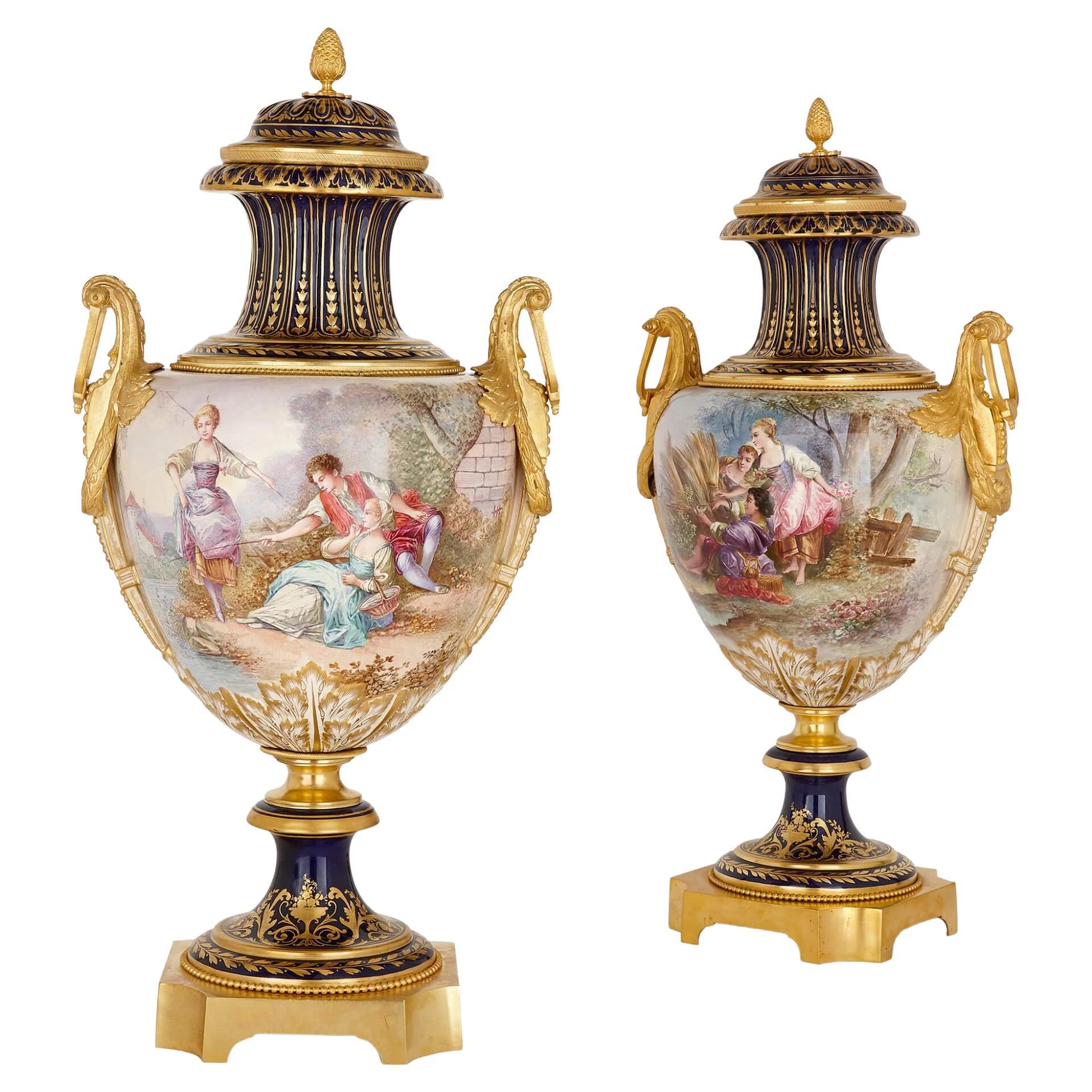 Porcelain and Gilt Bronze Vase Signed Sèvres, Painted by Collot, France ...