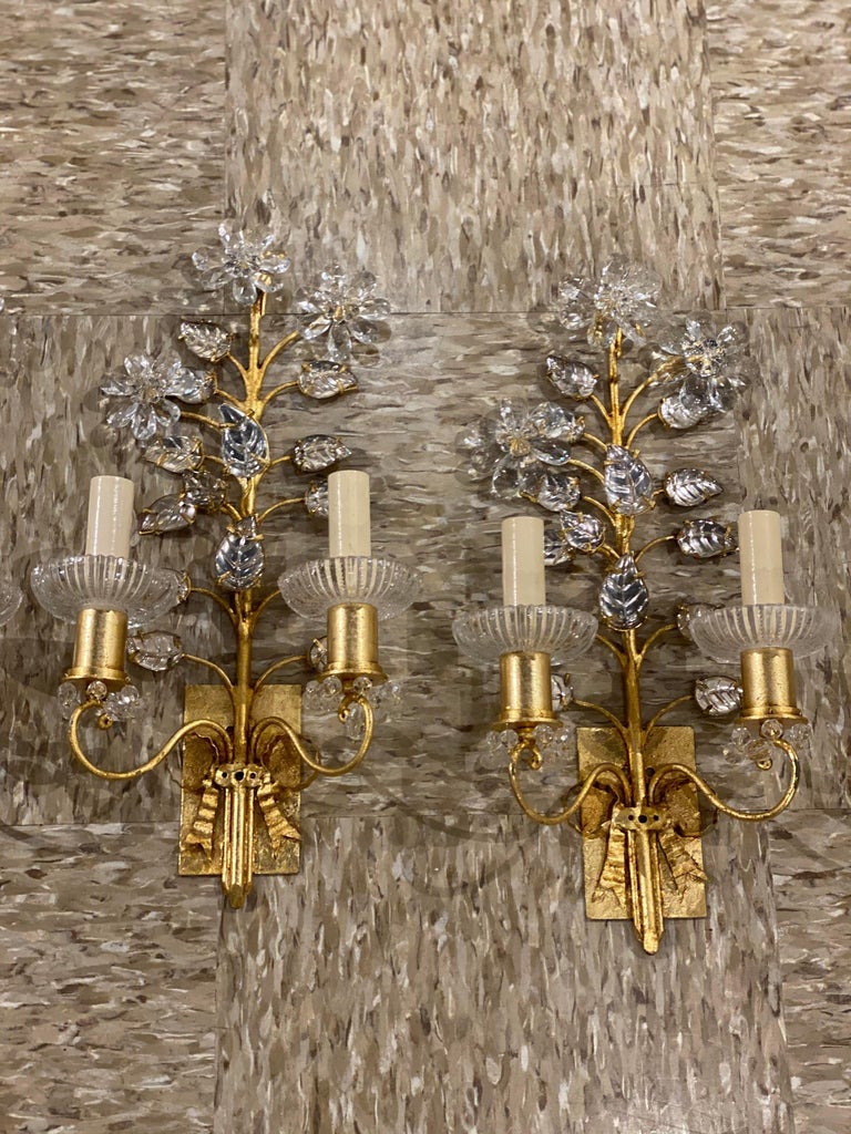 Pair of French Gilt Metal Sconces, Circa 1930s For Sale at 1stDibs