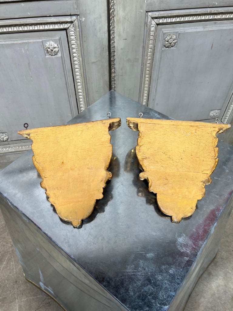 Pair of French Gilt Wall Brackets For Sale at 1stDibs