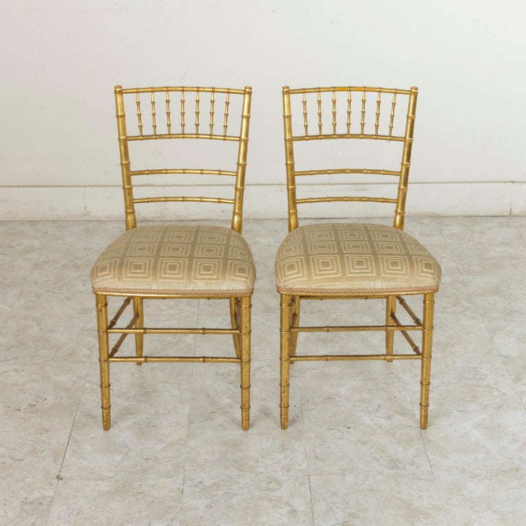 Pair of French Giltwood Faux Bamboo Opera Chairs, Side Chairs, circa ...