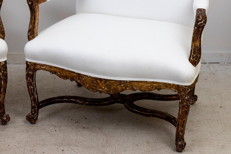 Pair of French Gold Gilt Carved Chairs For Sale at 1stDibs