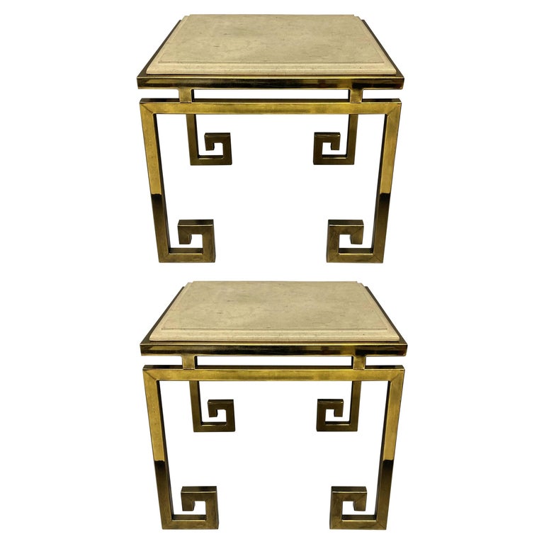 Pair of French Greek Key End Tables For Sale at 1stDibs