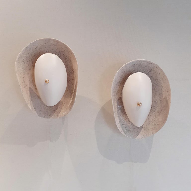 Pair of French Hand-Built Ceramic Sconce at 1stDibs