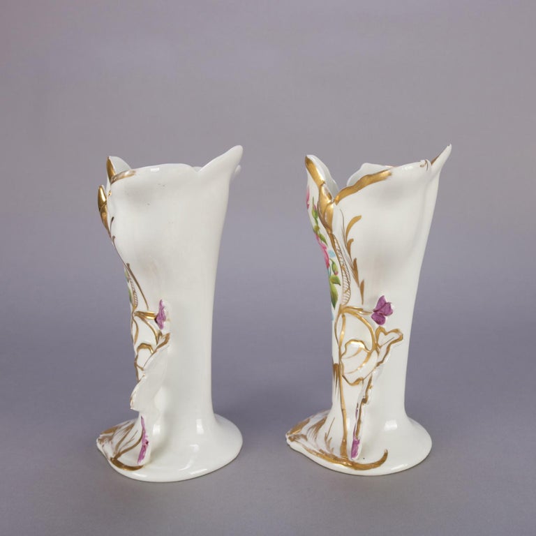 Pair of French Hand Painted and Gilt Porcelain Old Paris Spill Vases ...