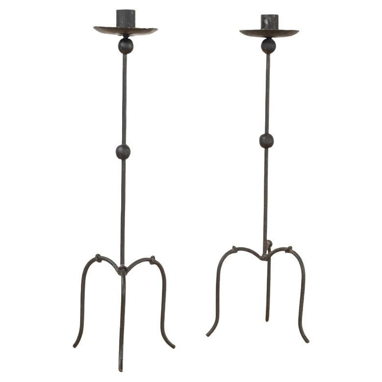 Pair Iron Candlesticks For Sale at 1stDibs