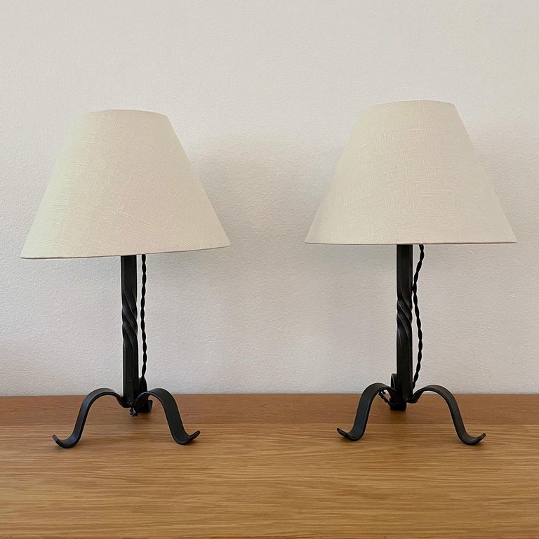 Pair of French Iron Table Lamps at 1stDibs