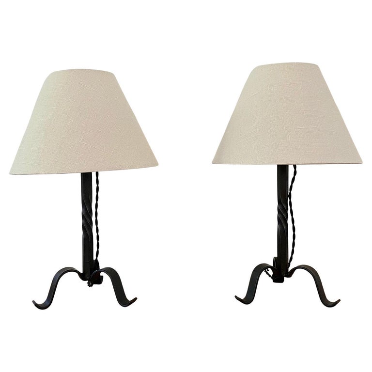 Pair of French Iron Table Lamps at 1stDibs